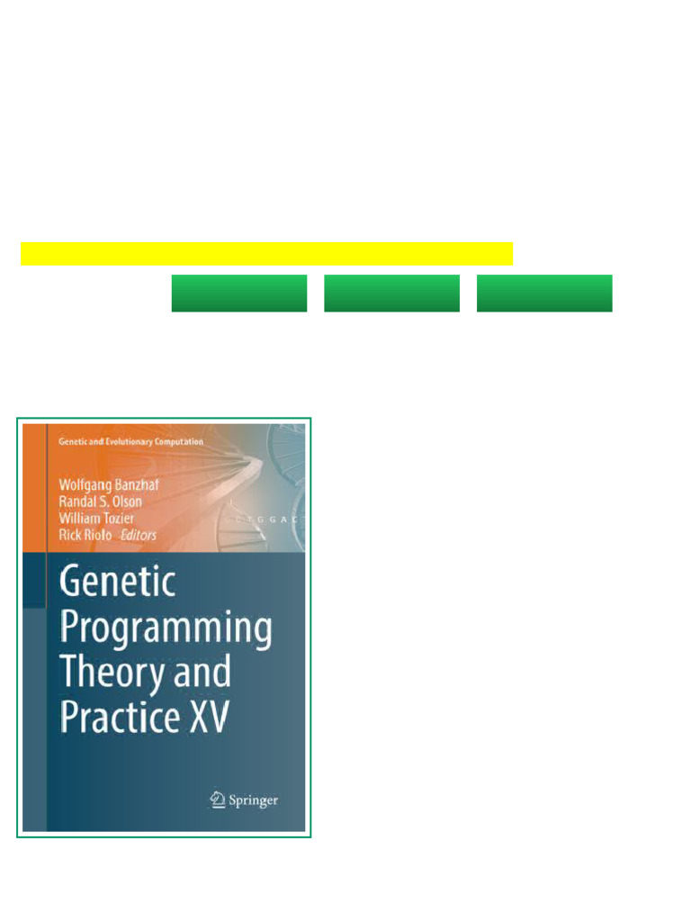 (Ebook) Genetic Programming Theory and Practice XV by Wolfgang Banzhaf ...