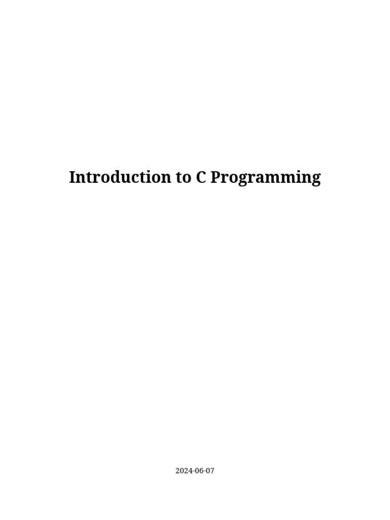 Introduction To C Programming | PDF | C (Programming Language) | Pointer (Computer Programming)