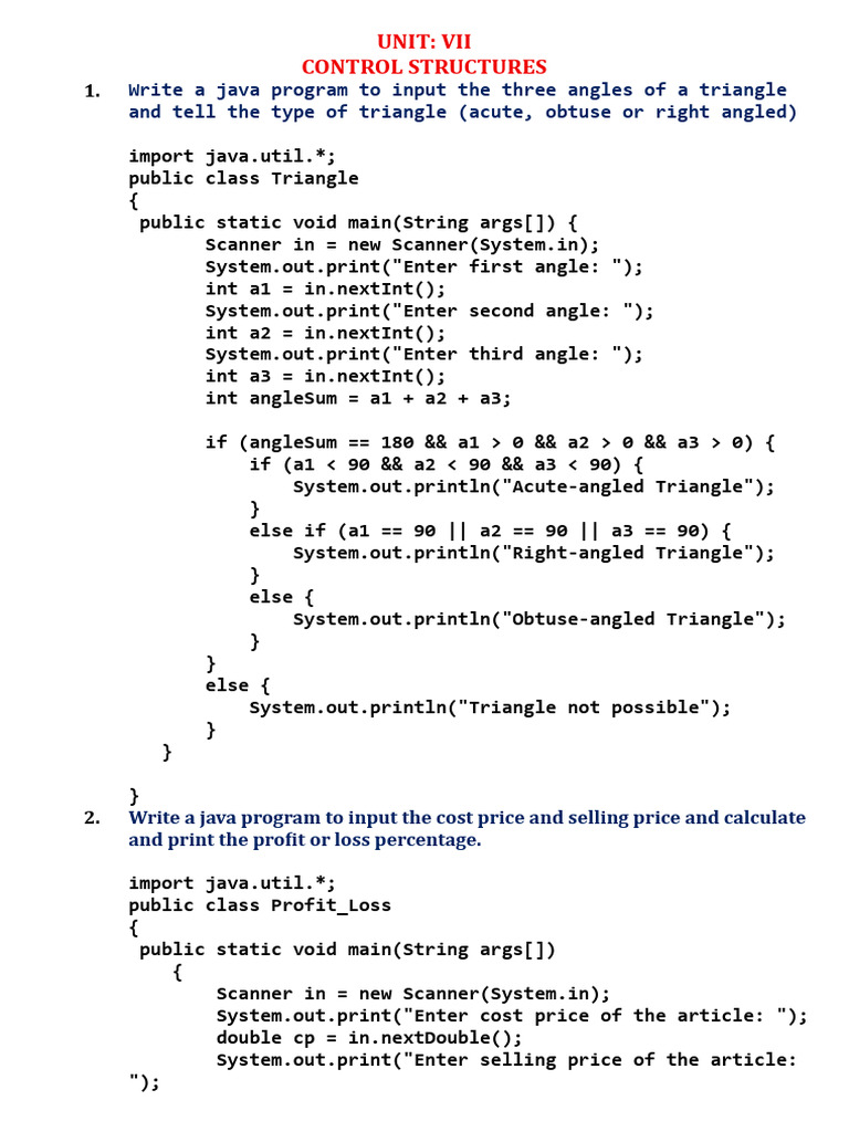 Java Programs for Control Structures | PDF | Computer Programming ...
