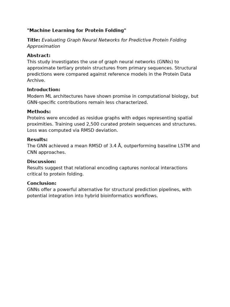 Machine Learning For Protein Folding and Its Effects | PDF