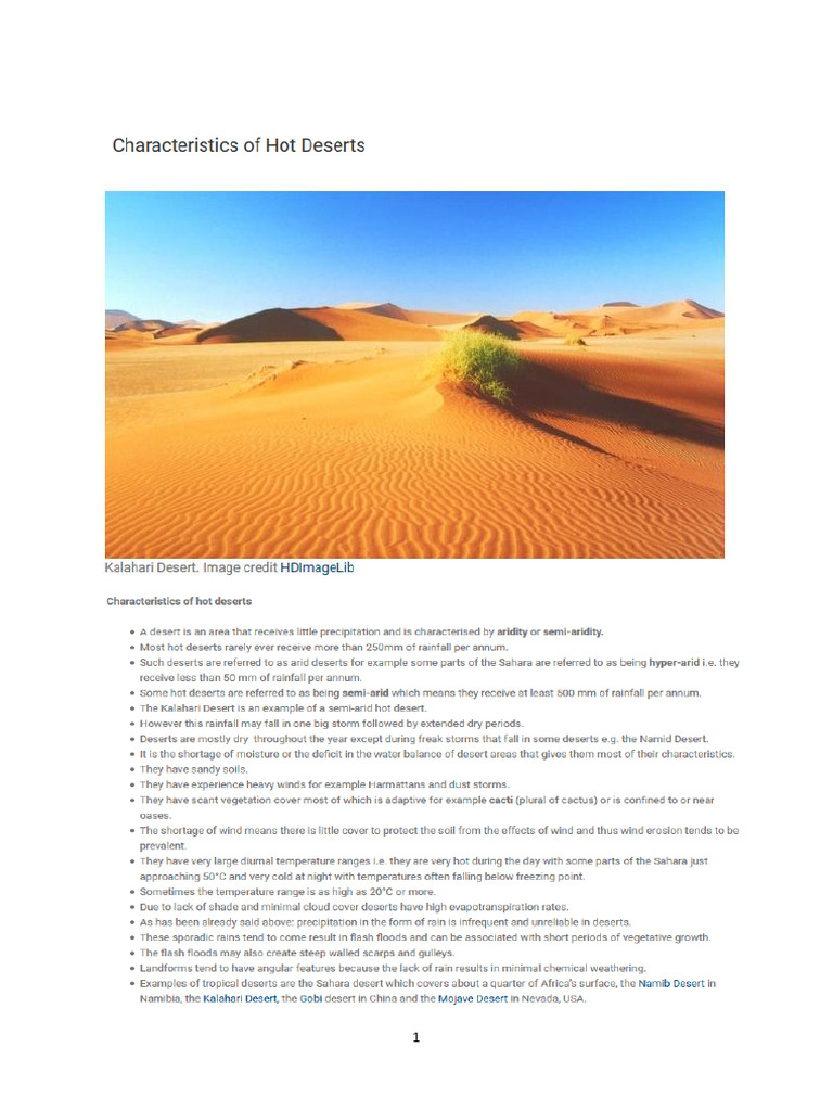 Understanding Hot Deserts | PDF
