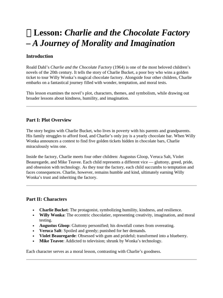 Charlie and The Chocolate Factory - A Journey of Morality and ...