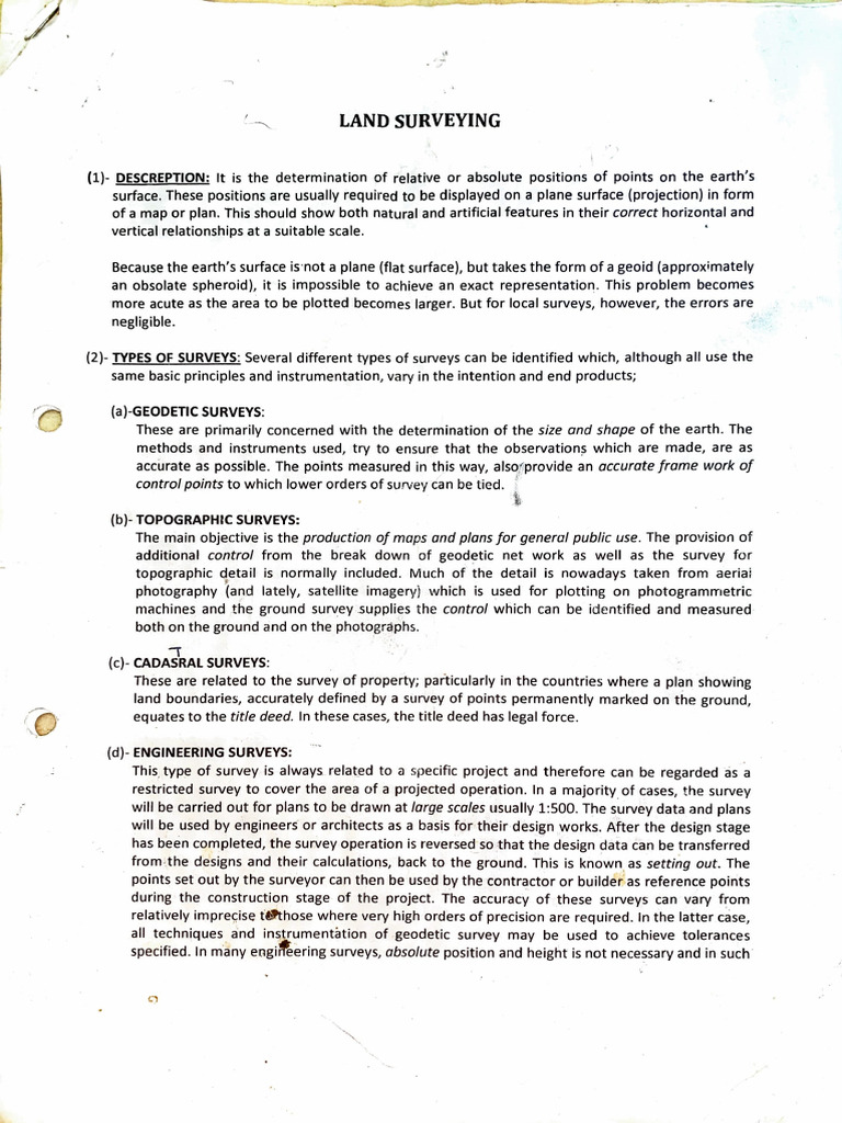 Land Surveying PDF Topic 1 | PDF