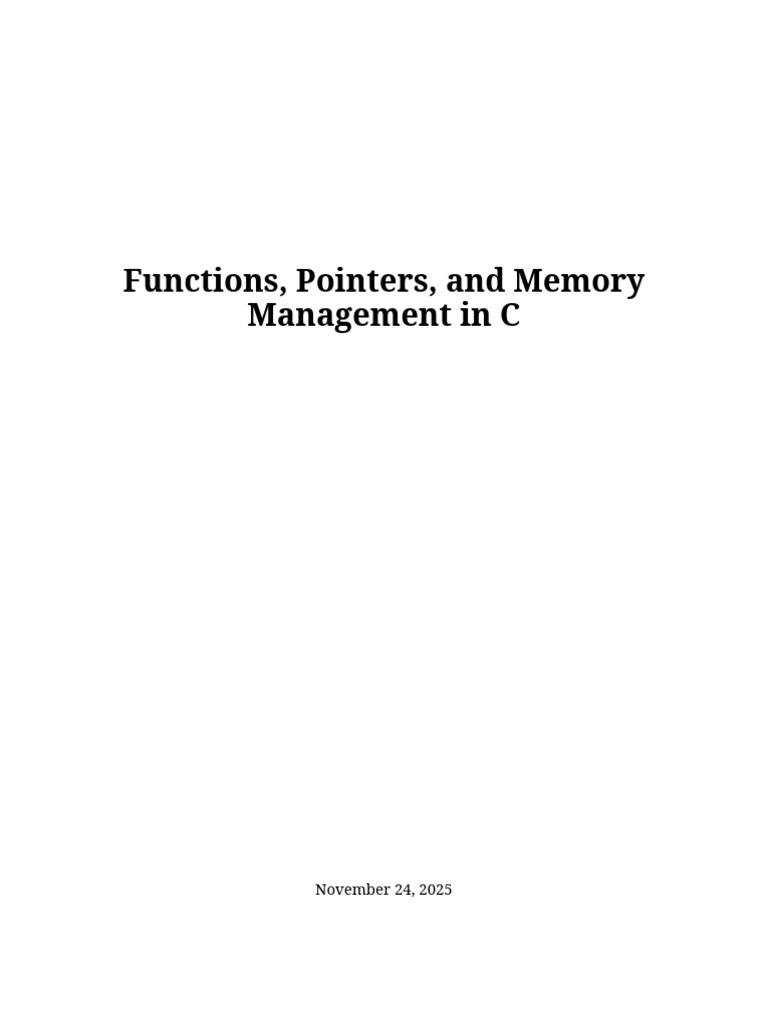 Functions, Pointers, And Memory | PDF | Pointer (Computer Programming) | Variable (Computer Science)