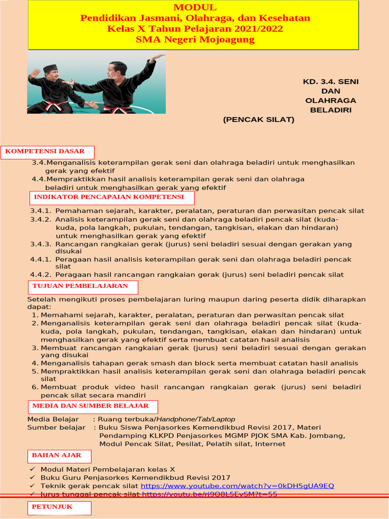 Modul Pencak Silat Kelas X SMA | PDF