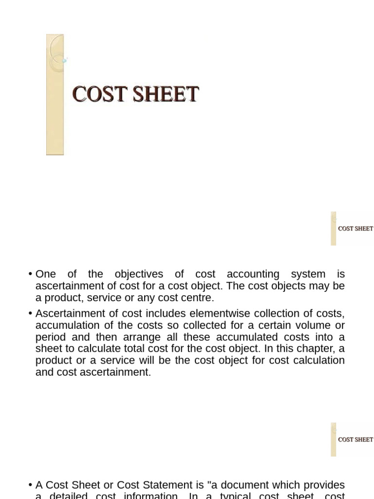 Cost Accounting and Cost Sheet Guide | PDF | Cost Of Goods Sold | Cost