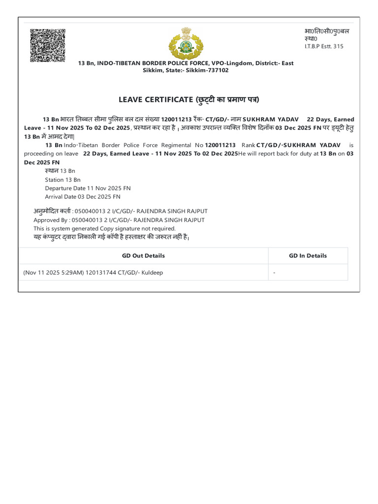 Leave Certificate | PDF