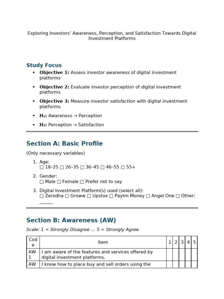 Digital Investment Platform Study | PDF | Investing | Sat