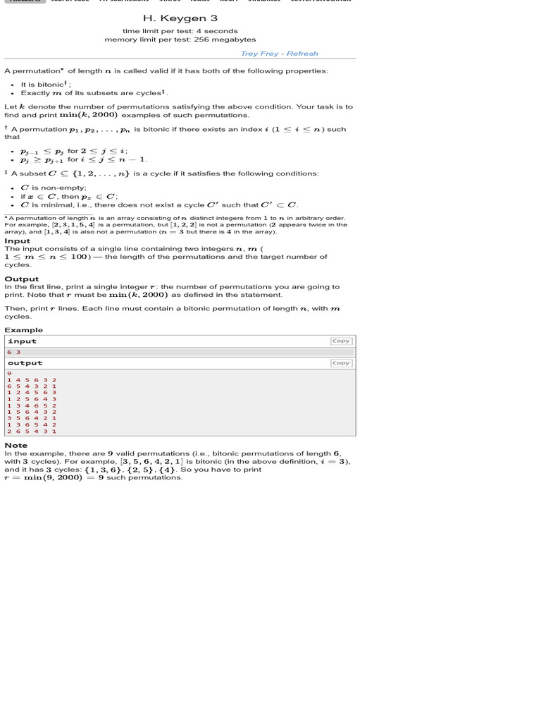 Problem - H - Codeforces | PDF | Permutation | Mathematics