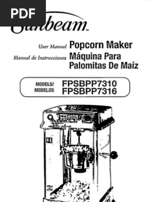 Sunbeam Popcorn Maker FPSBPP7310 FPSBPP7316 PDF Brand Business