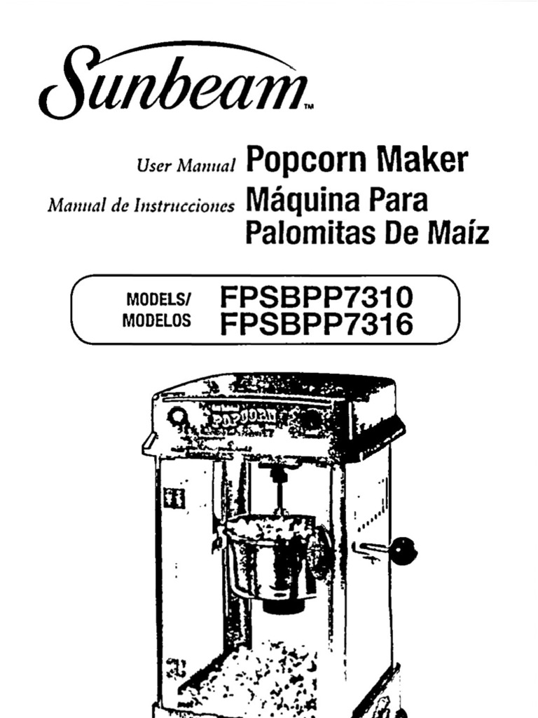 Sunbeam Popcorn Maker FPSBPP7310 FPSBPP7316 | PDF | Brand | Business