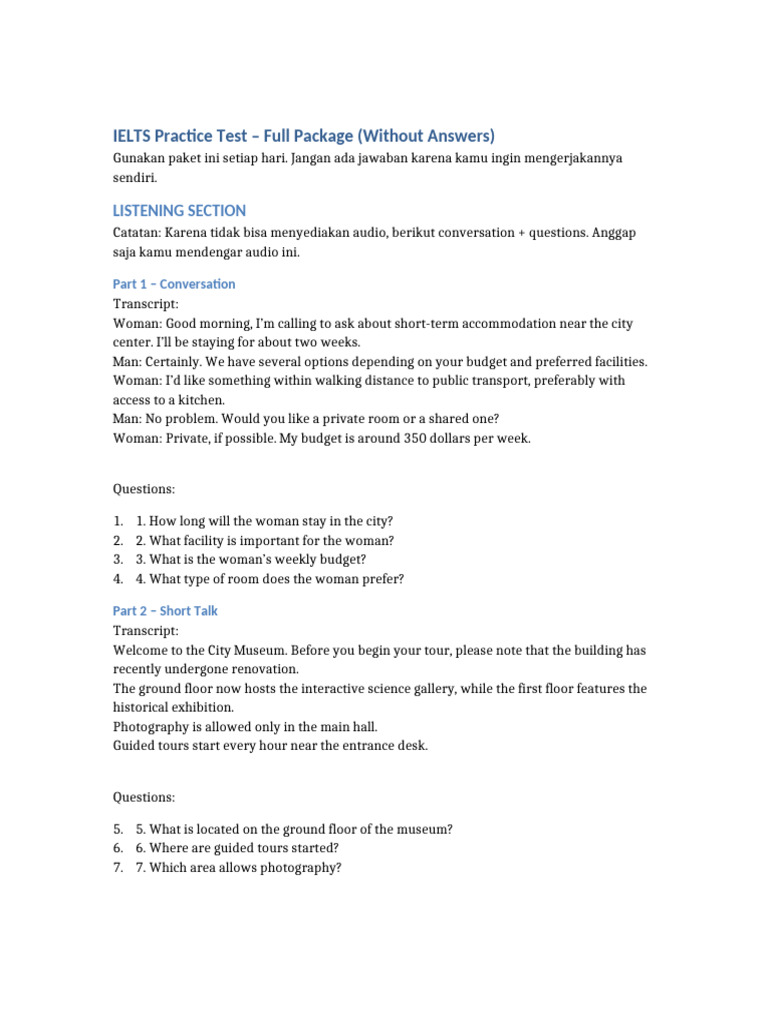 IELTS Practice Test Full | PDF | Human Migration | Wound