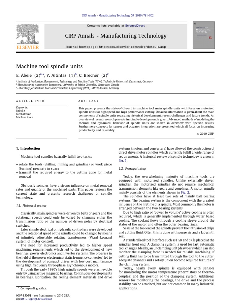 Machine Tool Spindle Units | Download Free PDF | Bearing (Mechanical ...