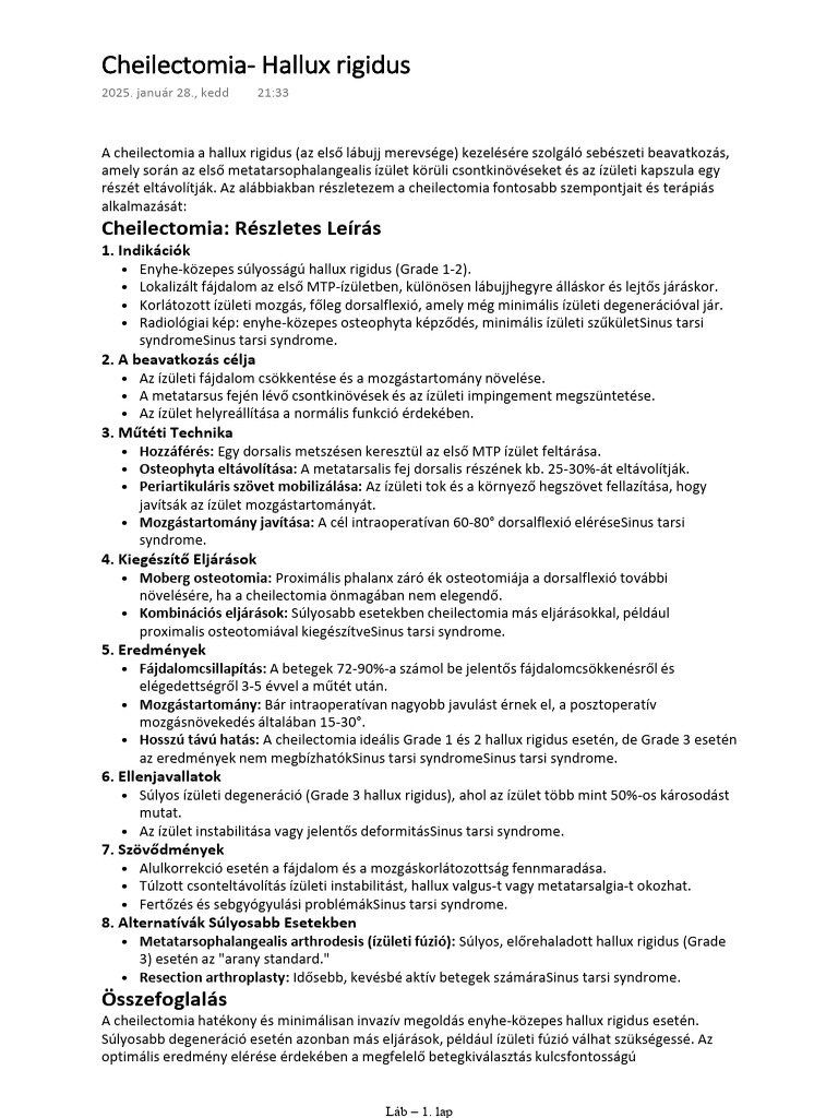 Cheilectomia - Hallux Rigidus | PDF