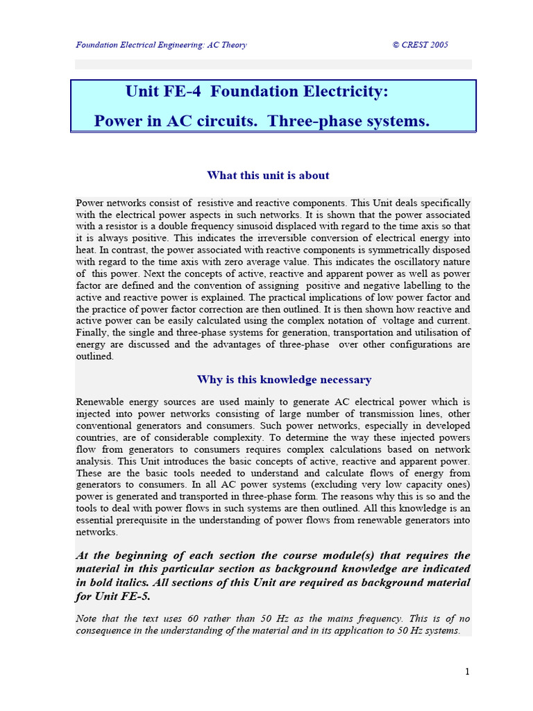 FE-4 Power in AC Circuits Three-Phase Systems | PDF | Electric Power ...