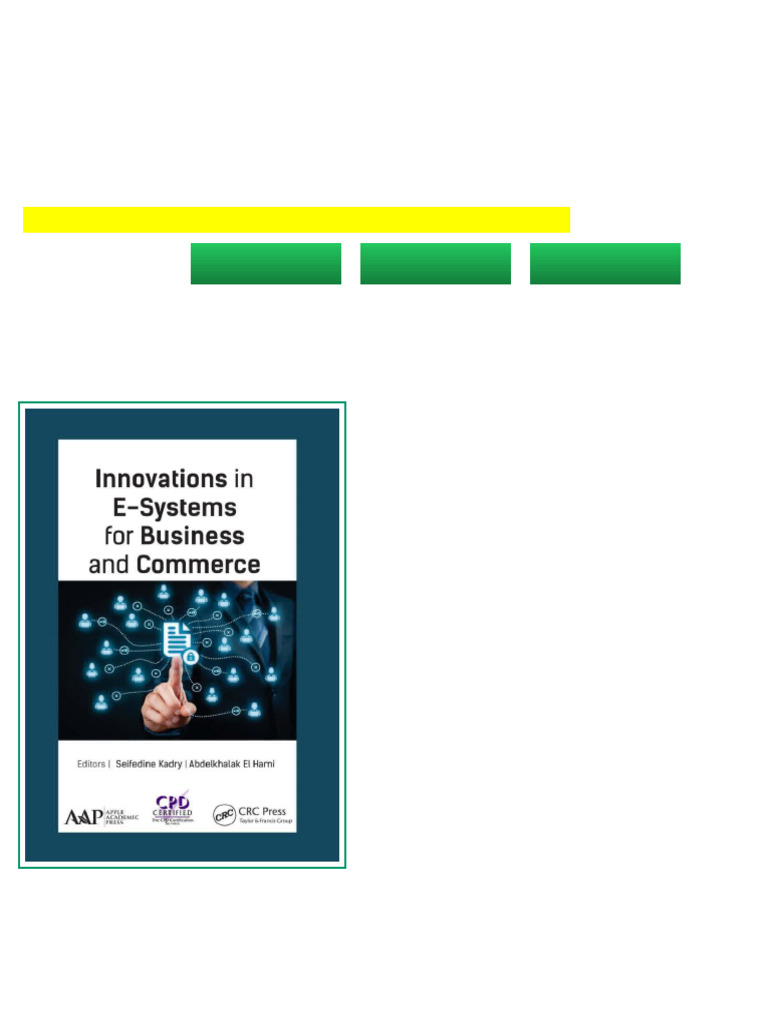 Innovations in E Systems for Business and Commerce 1st Edition ...