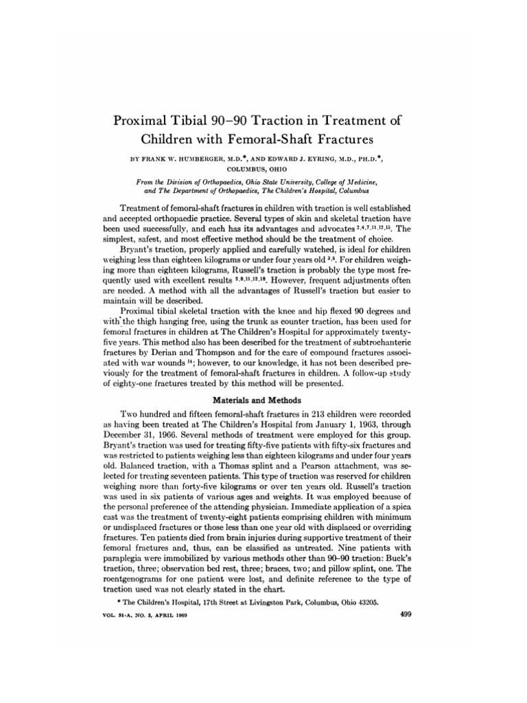 Proximal Tibial 90-90 Traction in Treatment of Children With Femoral ...