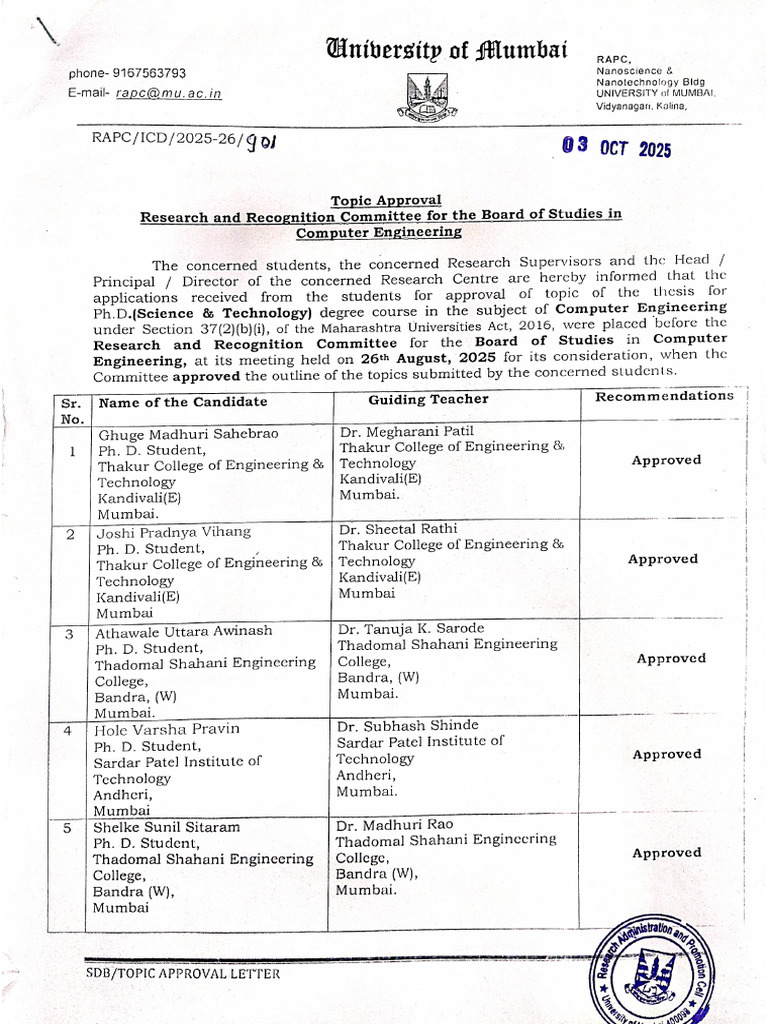 Topic Approval Letter - Computer Engineering | PDF
