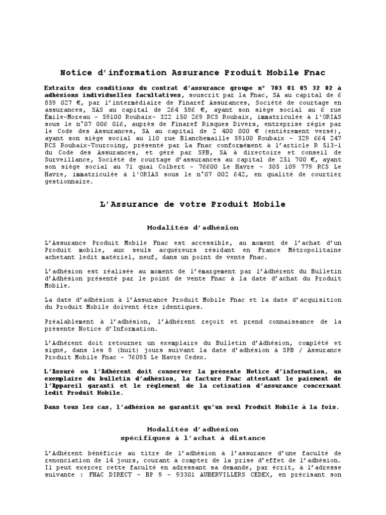 Assu Fnac | PDF | Assurance | Facture