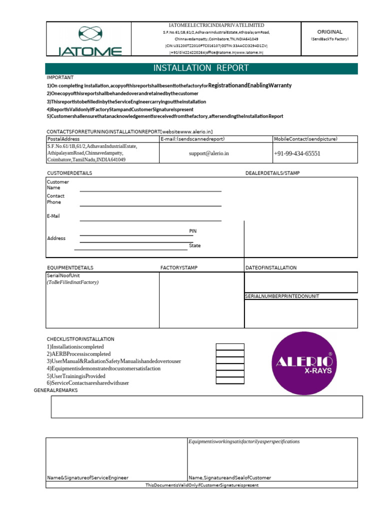 Installation Report Format | PDF