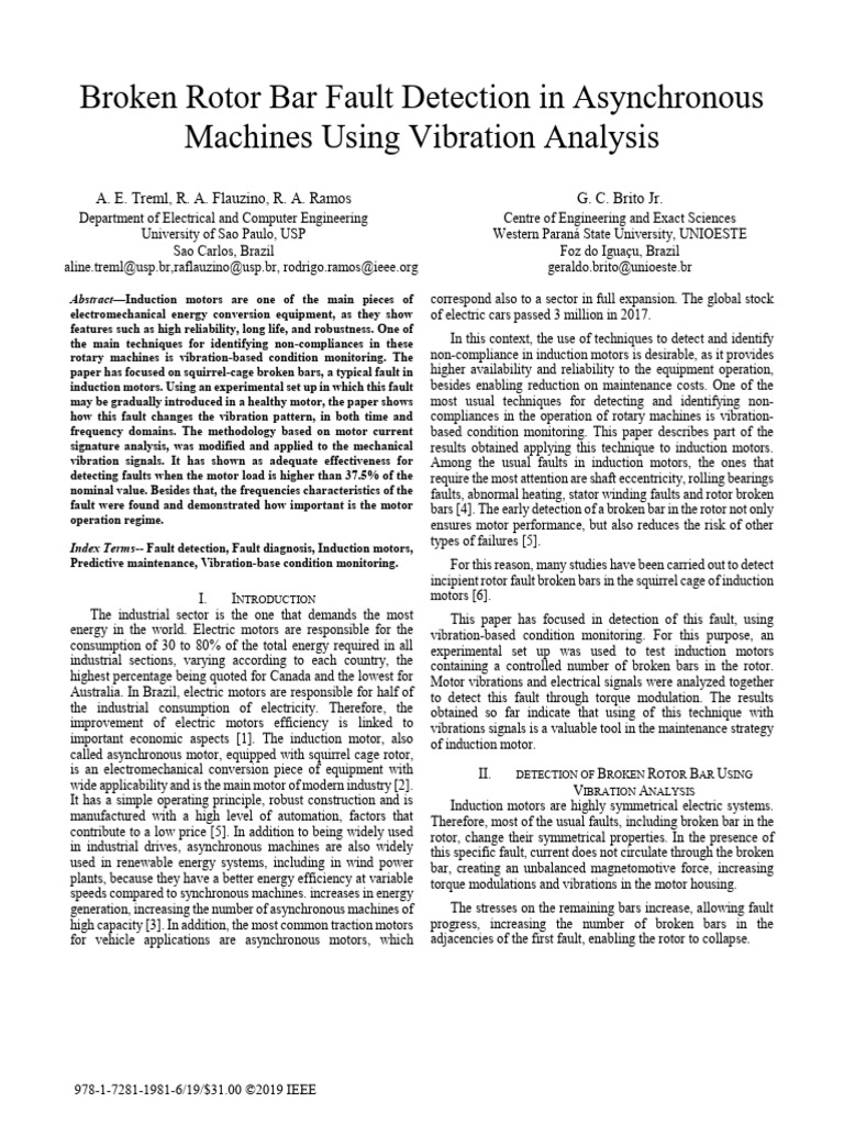 (PTE) Broken Rotor Bar Fault Detection in Asynchronous Machines Using ...