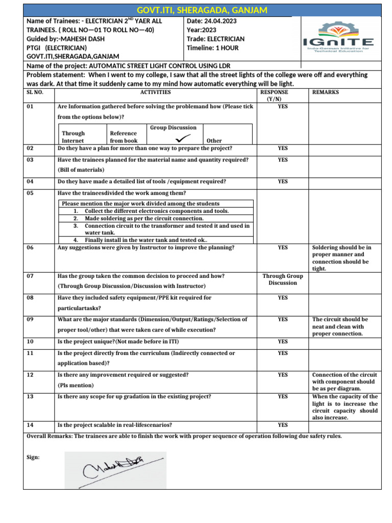 Automatic Street Light Control Using LDR | PDF | Electrical Engineering