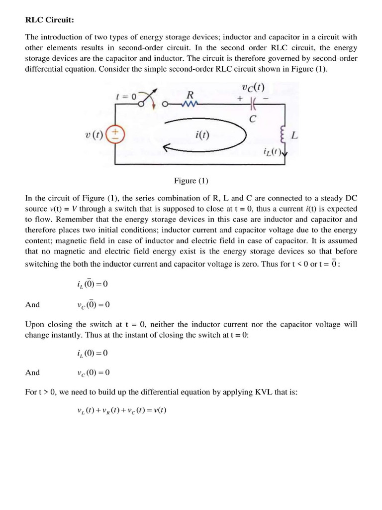 Lec 14 Intro To 2nd Order Transient RLC Circuits | PDF