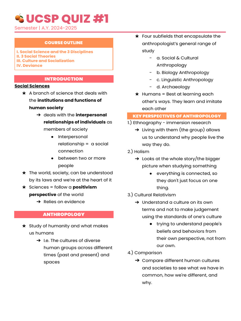 UCSP LT #1 | PDF | Deviance (Sociology) | Socialization