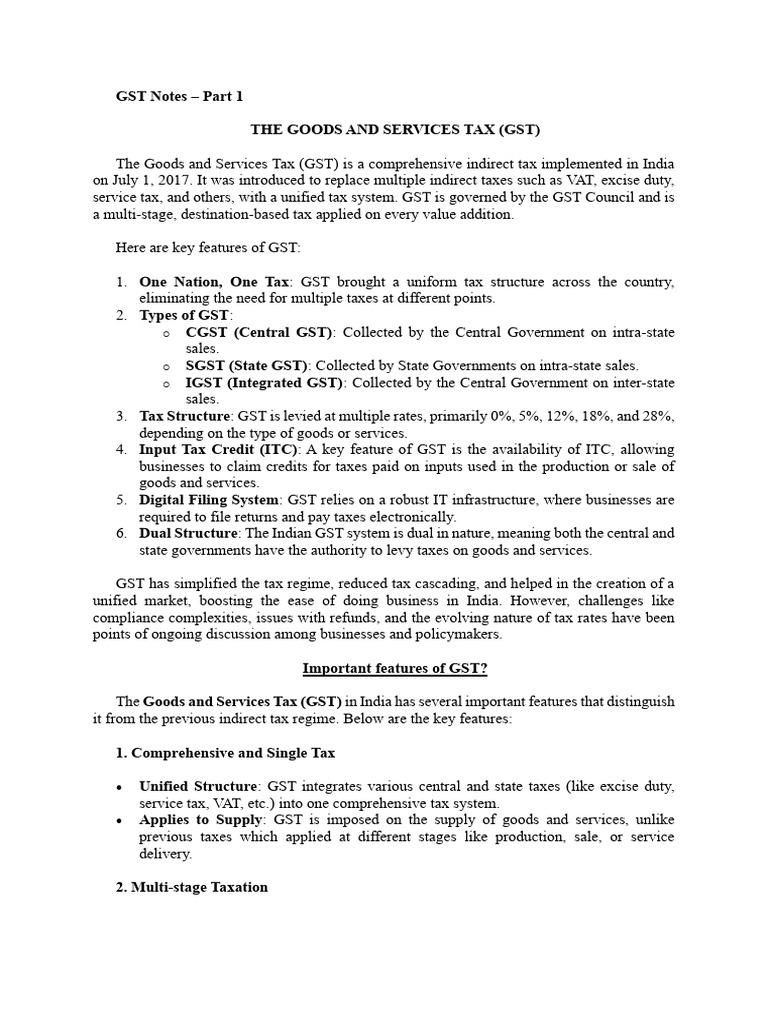 GST Notes | PDF | Value Added Tax | Taxes