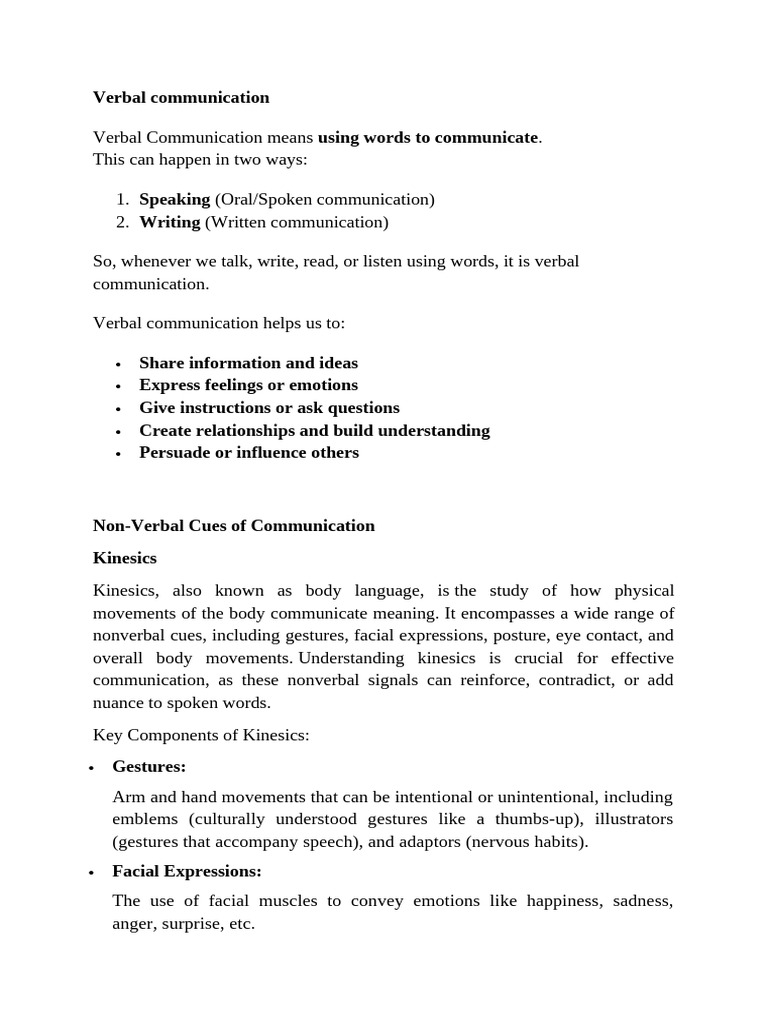 Understanding Verbal and Nonverbal Communication | PDF | Nonverbal ...