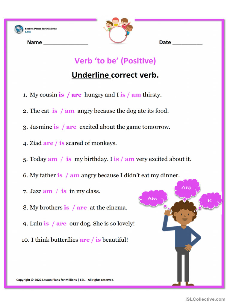 Verb 'To Be' (Positive) | PDF