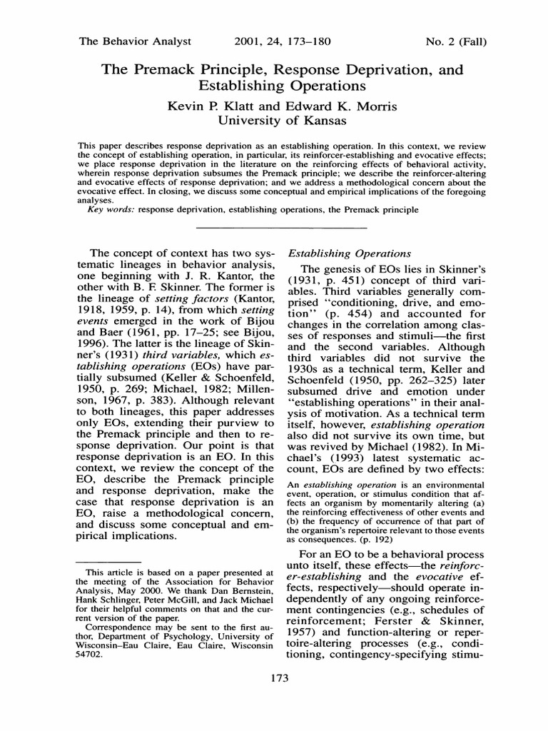 The Premack Principle | PDF | Reinforcement | Behaviorism