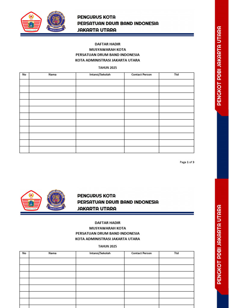 Daftar Hadir Muskot Jakut 2025 | PDF