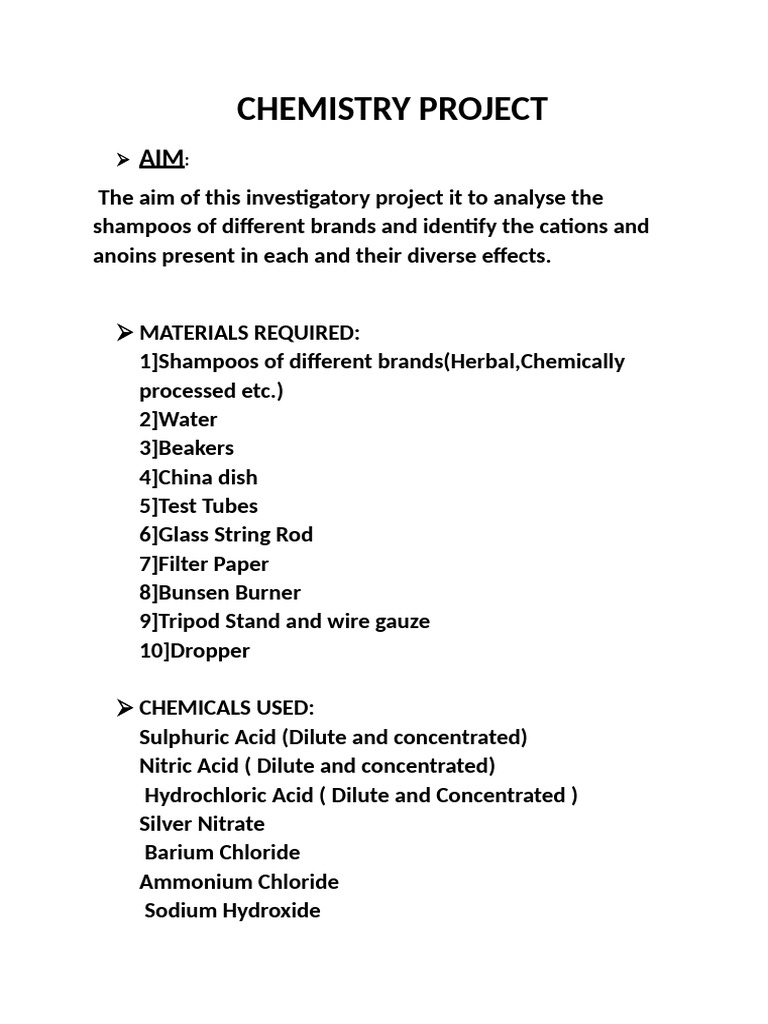 Chemistry Project | PDF