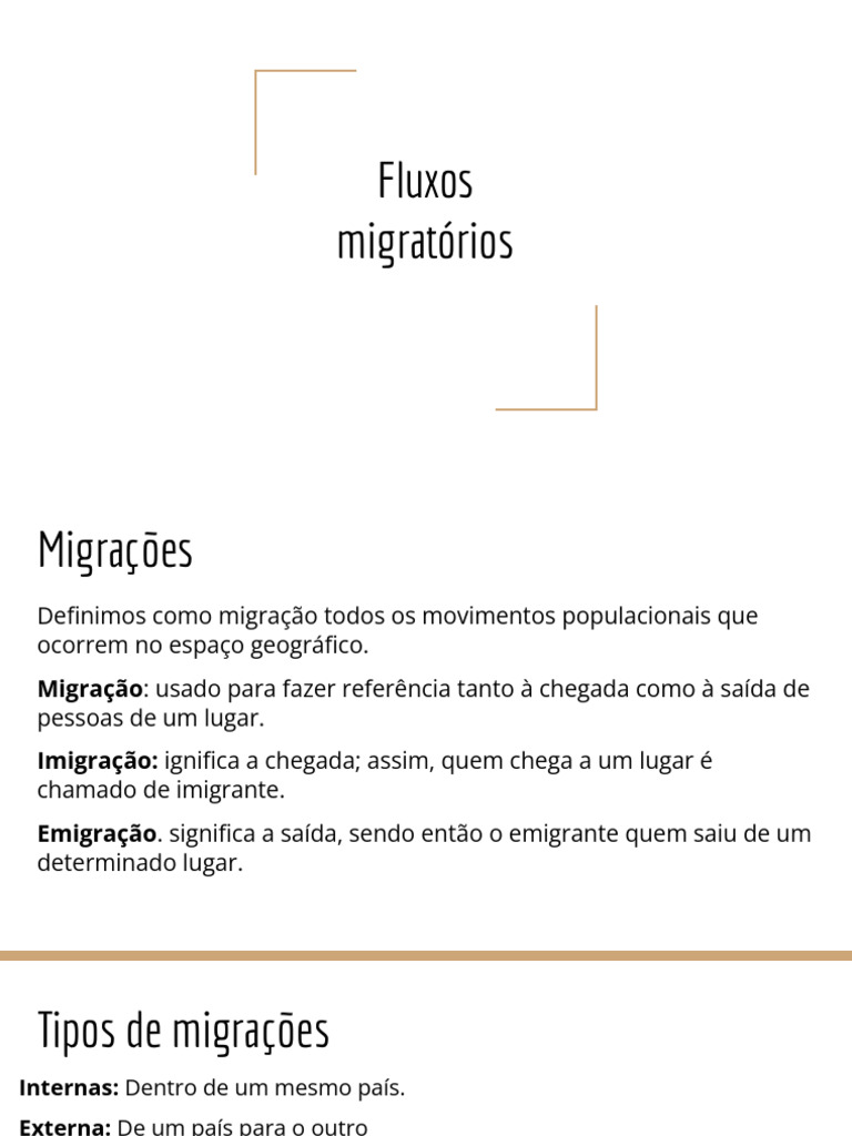 Tipos e Causas de Migrações no Brasil | PDF | Migração humana | Imigração