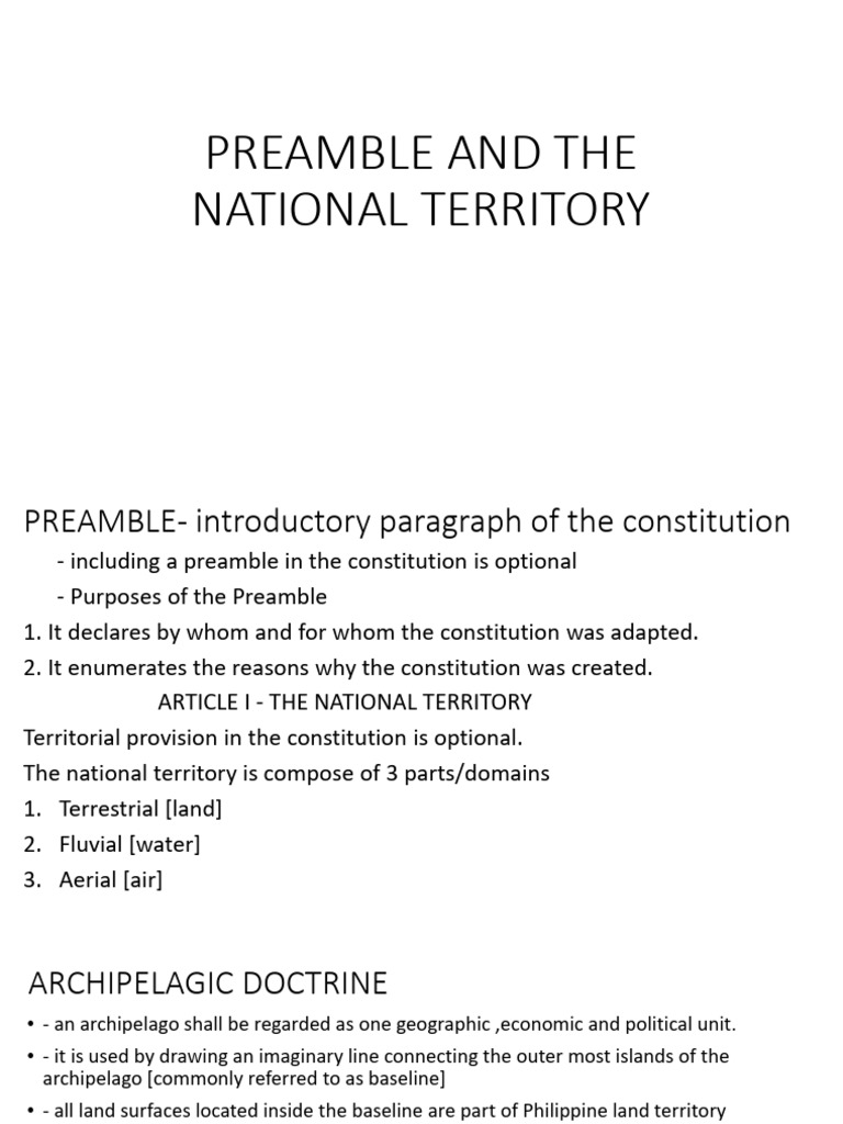 Preamble and National Territory Overview | PDF | Exclusive Economic ...
