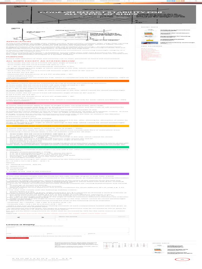 Code On Intact Stability For All Types of Ships - Knowledge of Sea ...