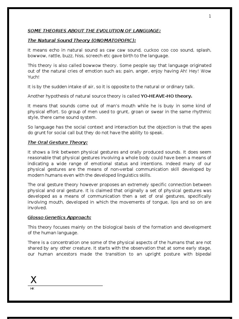 Some Theories About The Evolution of Language | PDF | Gesture | Origin ...