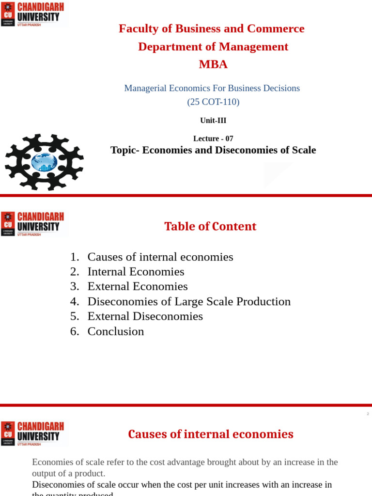 Lecture Topic 3.3.2 - Economies and Diseconomies of Scale | PDF