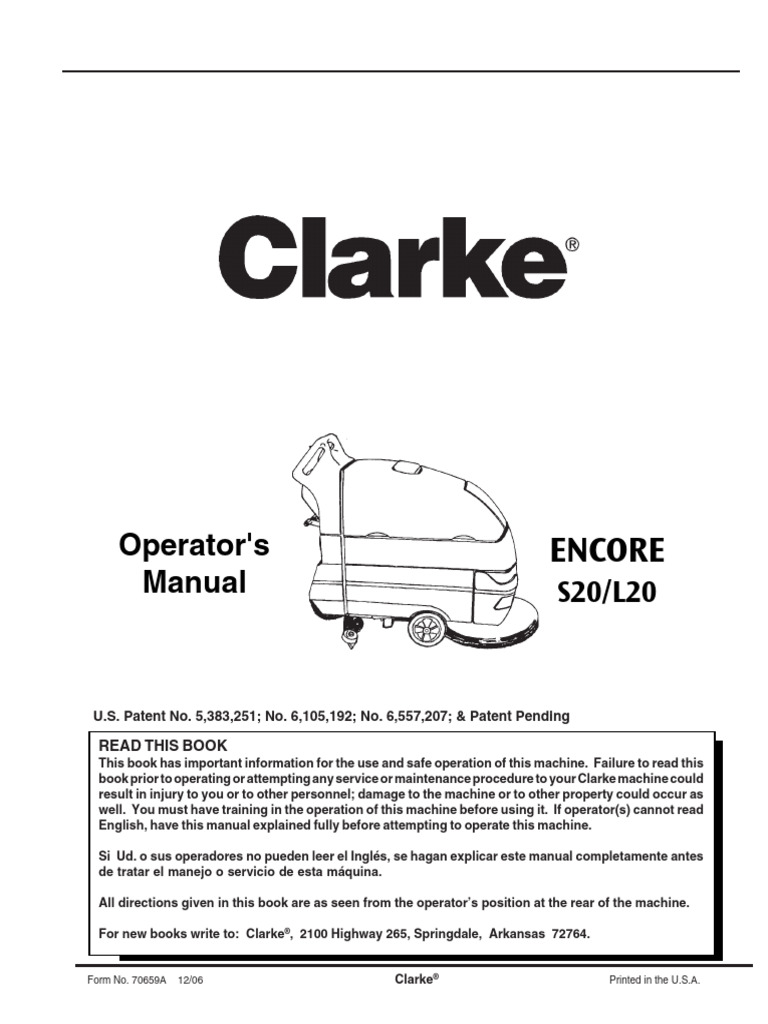 Clarke Encore S20 L20 User Manual | PDF | Battery Charger | Switch