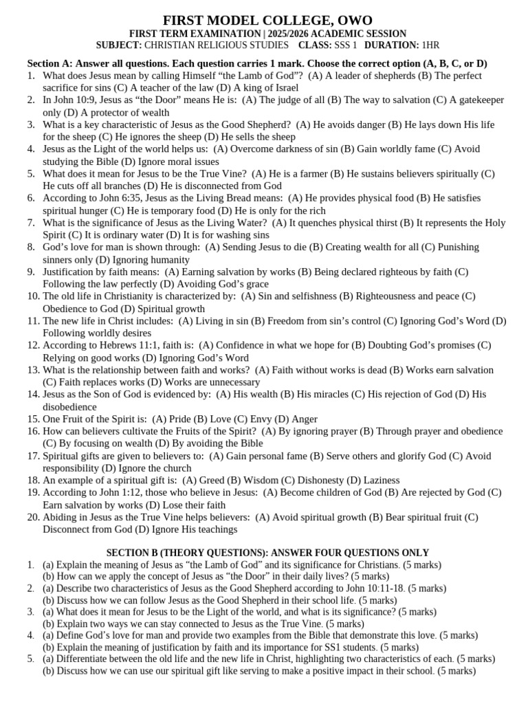 CRS EXAM | PDF | Good Works | Religious Belief And Doctrine