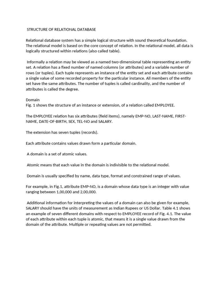 Structure of Relational Database | PDF | Relational Model | Relational Database