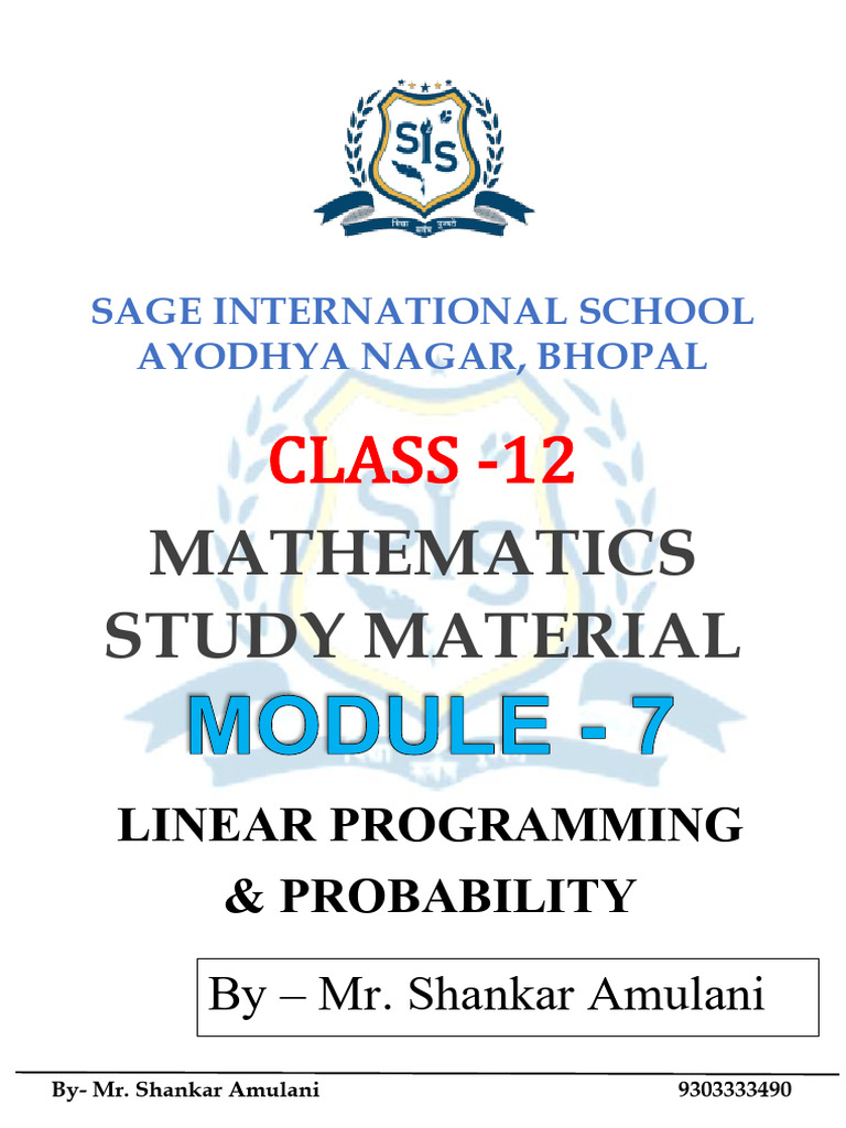 Module -7 ( Probability & Linear Programming)-1 | PDF | Mathematical Optimization | Linear ...