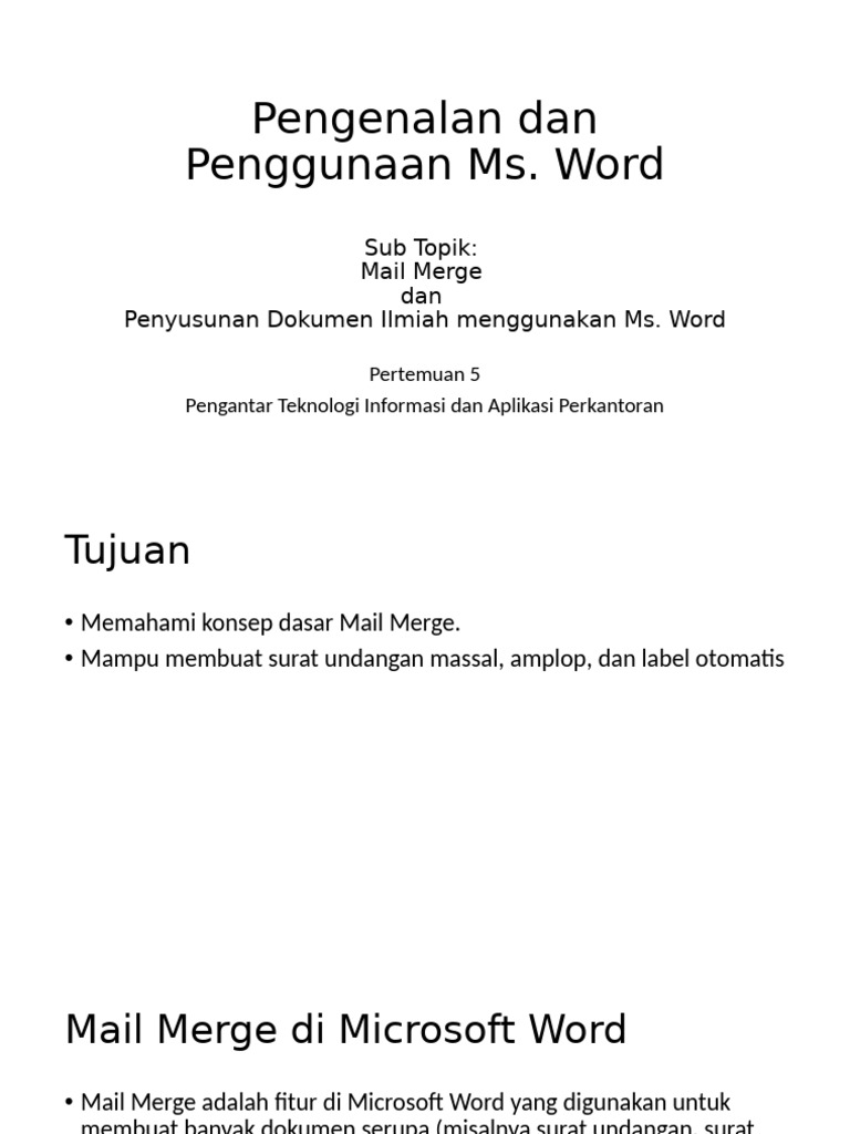 Panduan Mail Merge dan Dokumen Ilmiah di Word | PDF