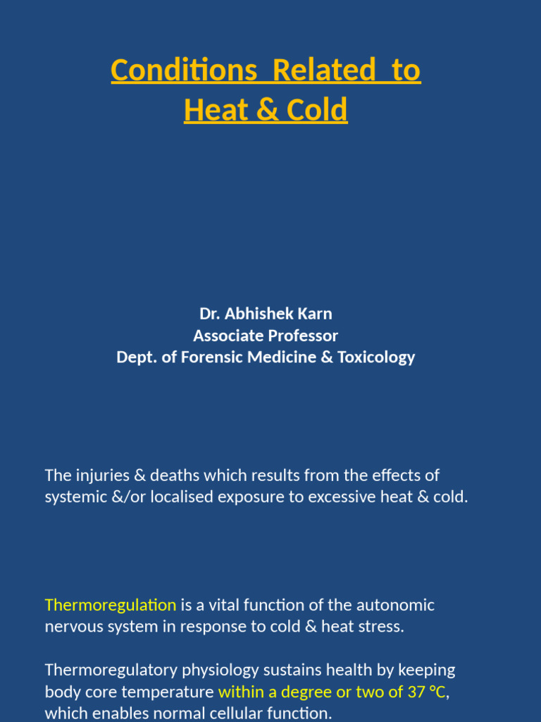 Conditions Related To Heat & Cold | PDF | Hypothermia | Thermoregulation