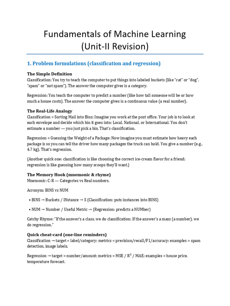Unit 2 Fundamentals of Machine Learning | PDF | Bootstrapping (Statistics) | Applied Mathematics