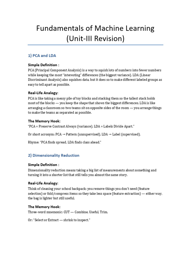 Unit 3 Fundamentals of Machine Learning | PDF | Principal Component Analysis | Machine Learning