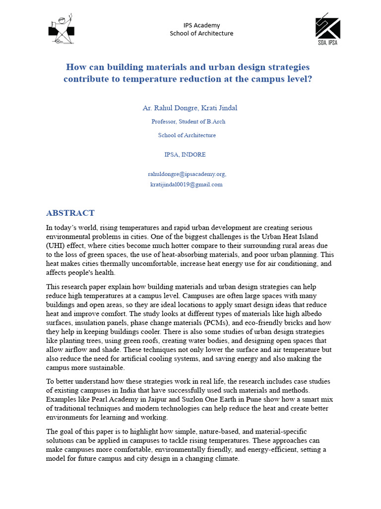 Urban Design for Campus Temperature Control | PDF | Thermal Insulation ...