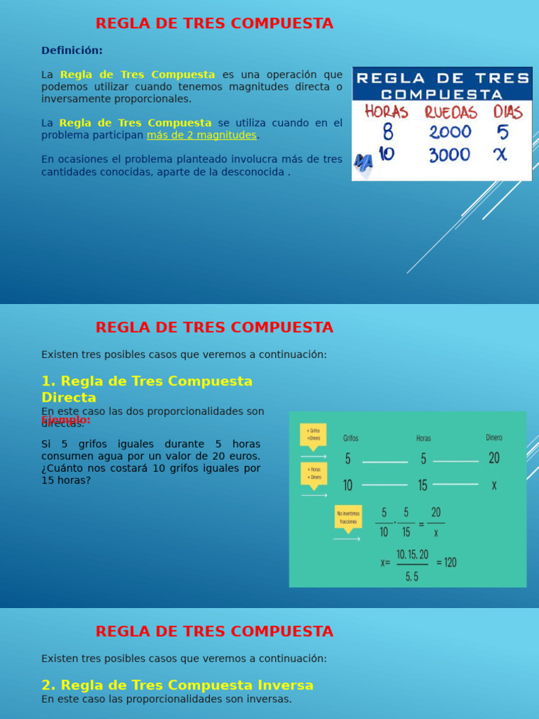 Regla de Tres Compuesta: Ejemplos y Casos | PDF