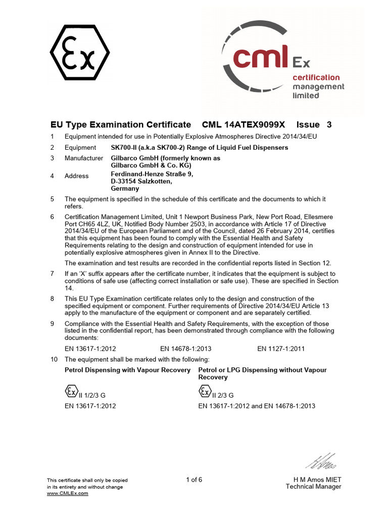 ATEX SK700-2 CML 14ATEX9099X Issue 3 | PDF | Valve | Pump